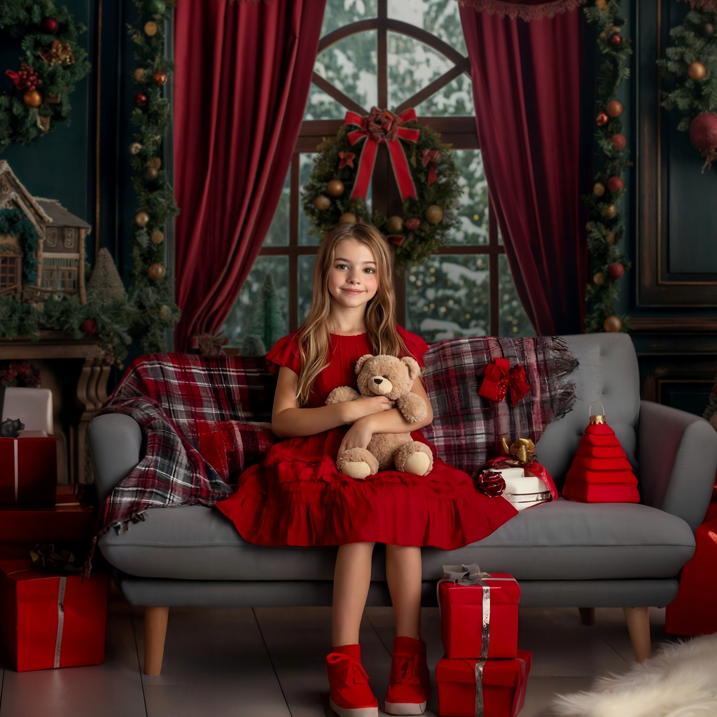 Beary Christmas Window Photography Backdrop GBSX-99648 – Gatsby Backdrop