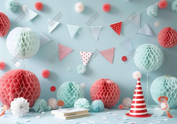 Cartoon Hat Light Blue Backdrop – Gatsby Backdrop