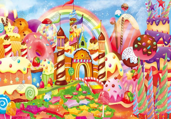 Colorful Candyland Castle Photography Backdrop GBSX-99733 – Gatsby Backdrop