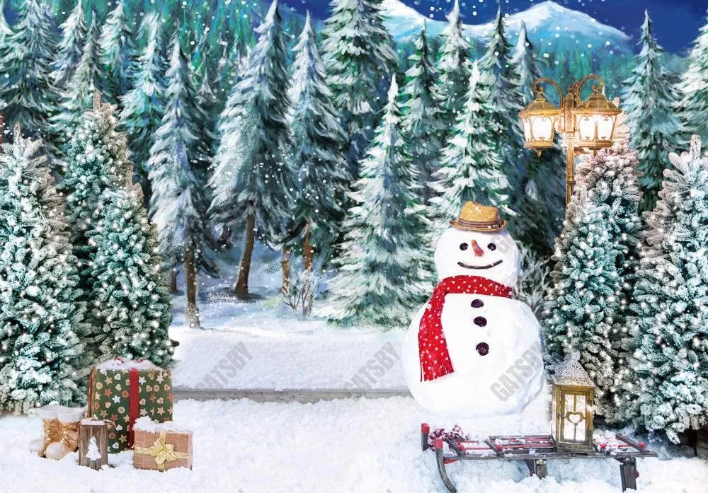 Gatsby Snowy Forest Snowman Photography Backdrop Gbsx-00689 – Gatsby ...