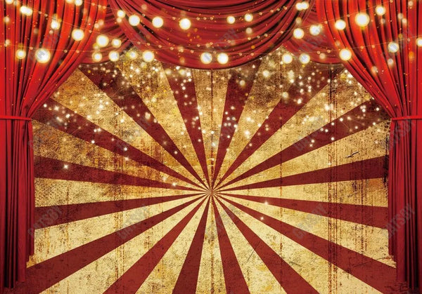 Golden Glitter Red Circus Curtain Photography Backdrop – Gatsby Backdrop
