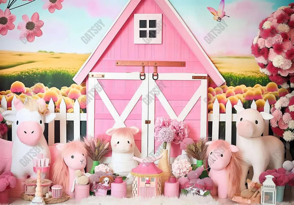 Pink Farm Barn Photography Backdrop GBSX-99854 – Gatsby Backdrop