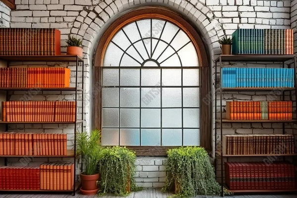 School Library Window Photography Backdrop GBSX-99894 – Gatsby Backdrop