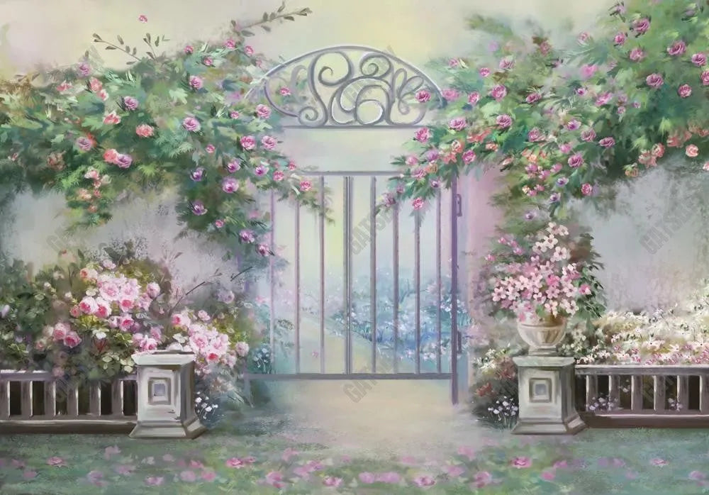 Spring Floral Gate Photography Backdrop GBSX-99913 – Gatsby Backdrop