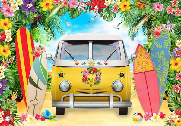 Tropical Summer Bus Photography Backdrop GBSX-99939 – Gatsby Backdrop