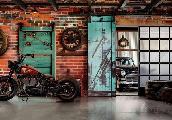 Vintage Motorcycle Garage Photography Backdrop Ym8G-B0414 – Gatsby Backdrop