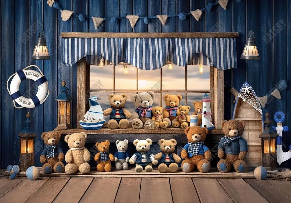 Wooden Beary Nautical Backdrop – Gatsby Backdrop